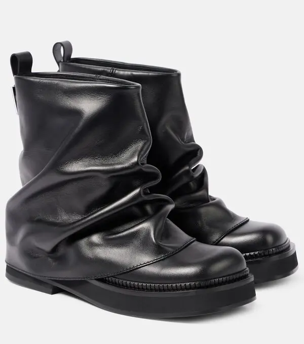 Attico Robin Leather Ankle Boots - Black