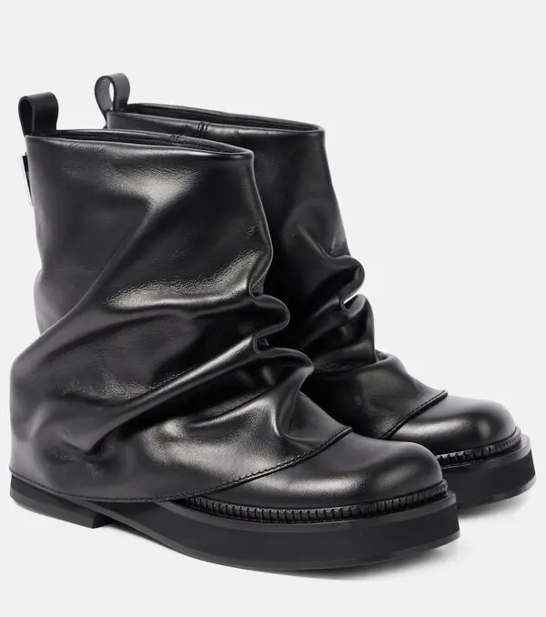 Attico Robin Leather Ankle Boots - Black