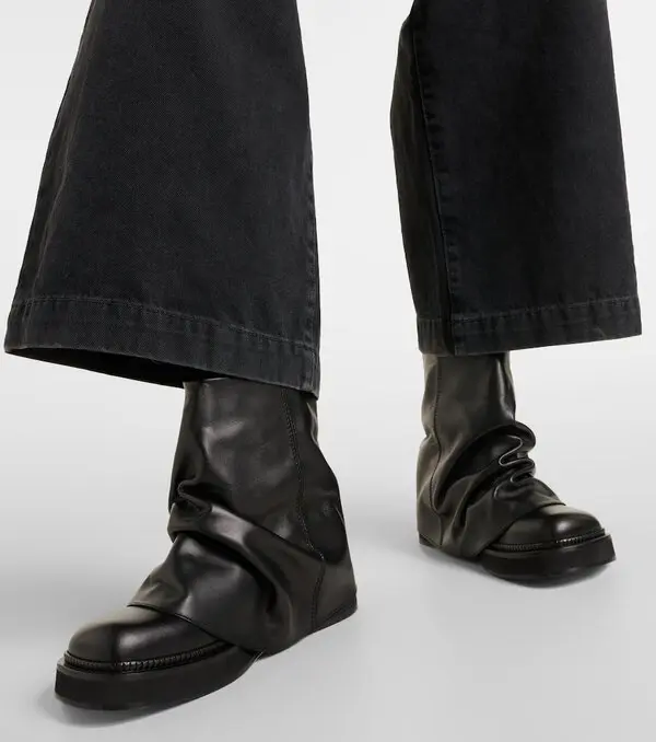 Attico Robin Leather Ankle Boots - Black