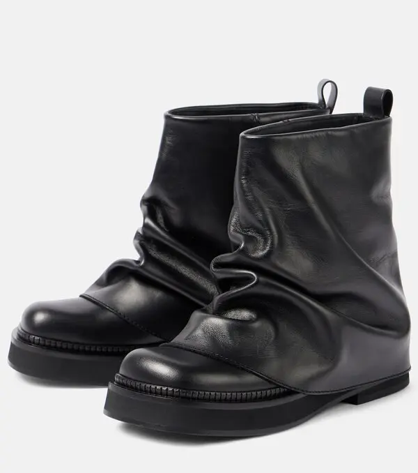Attico Robin Leather Ankle Boots - Black