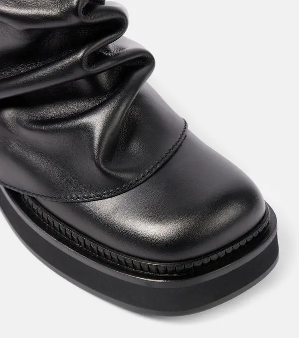Attico Robin Leather Ankle Boots - Black