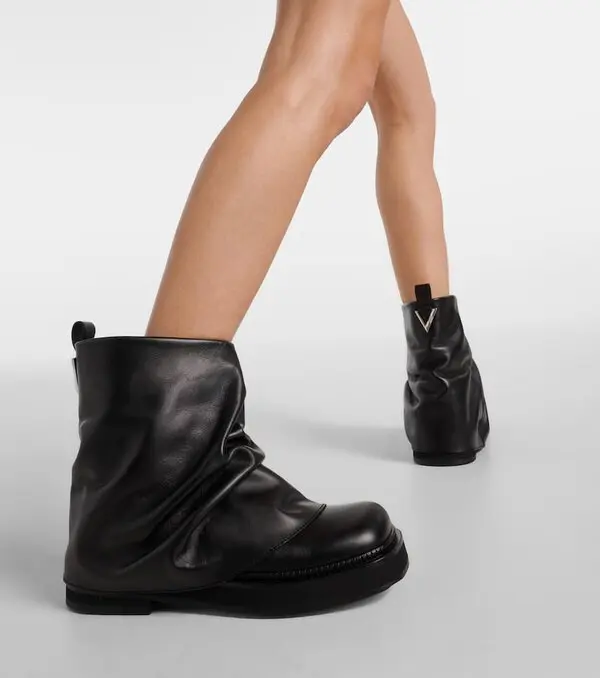 Attico Robin Leather Ankle Boots - Black