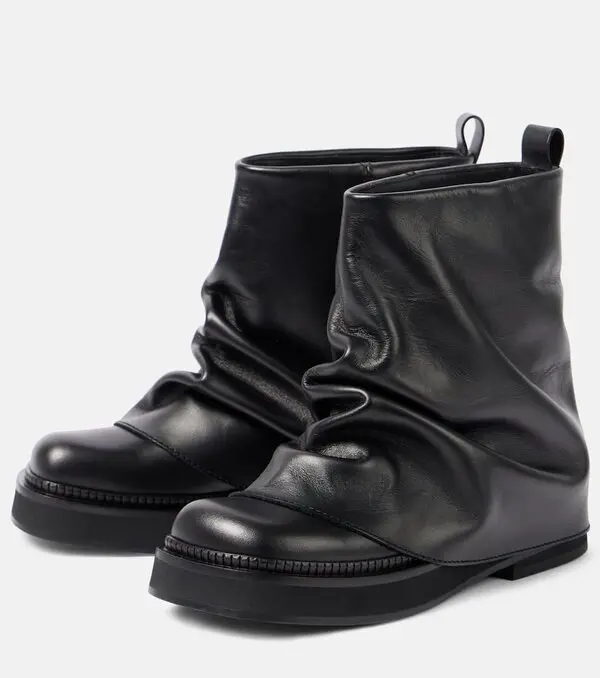 Attico Robin Leather Ankle Boots - Black