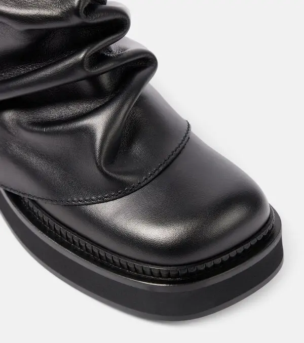 Attico Robin Leather Ankle Boots - Black