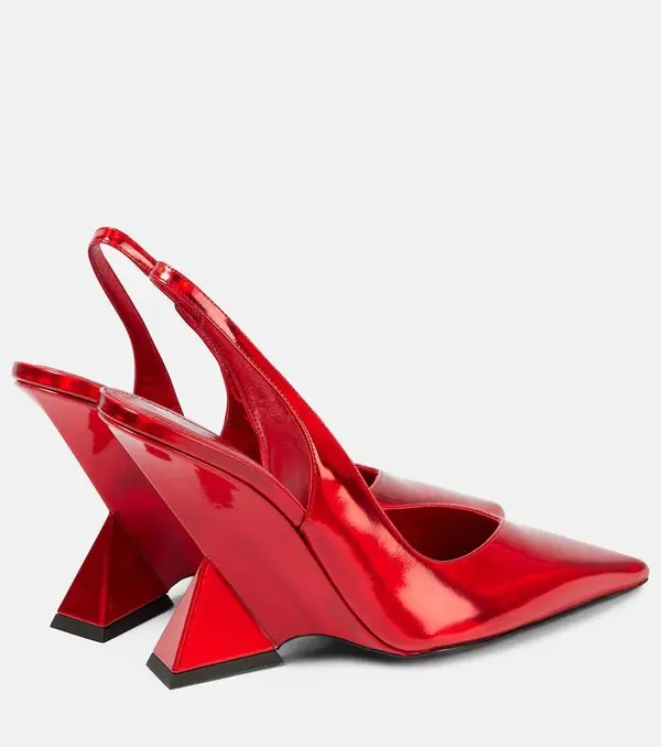 Attico Cheope Leather Slingback Pumps - Red