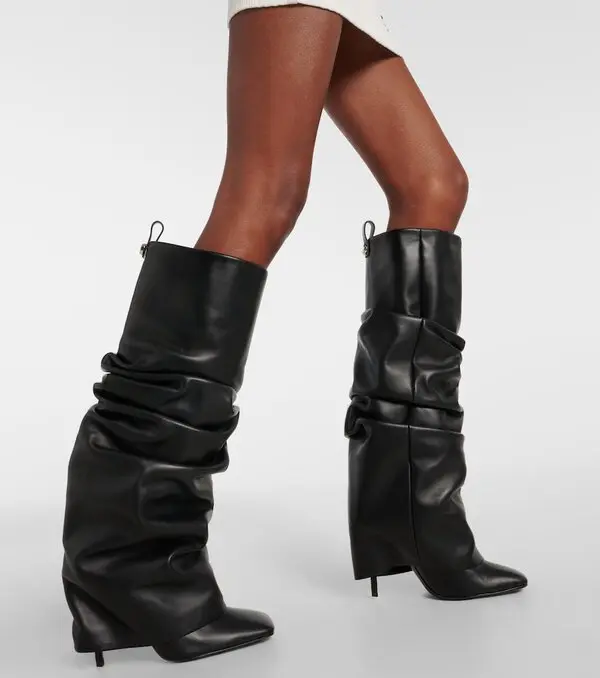 Attico Rea Leather Knee-high Boots - Black