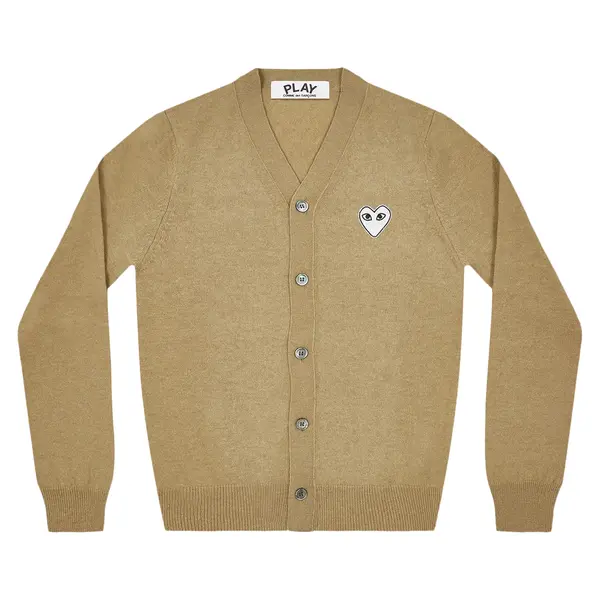 Play Comme Des Garcon Cardigan With Applique - Tan