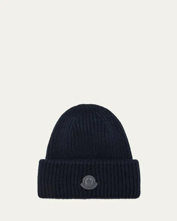Moncler Ribbed Cashmere Beanie - Navy