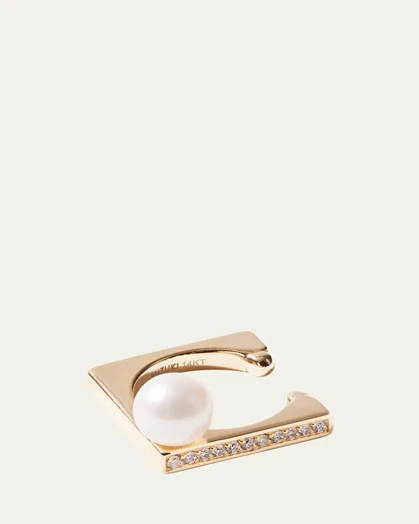 Mizuki 14k Yellow Diamond And Pearl Ear Cuff - Gold