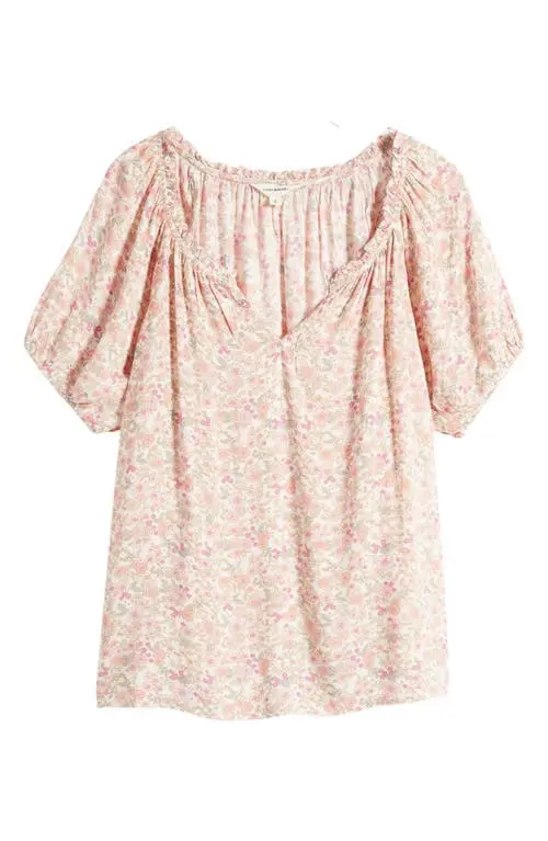 Lucky Brand Floral Split Neck Blouse