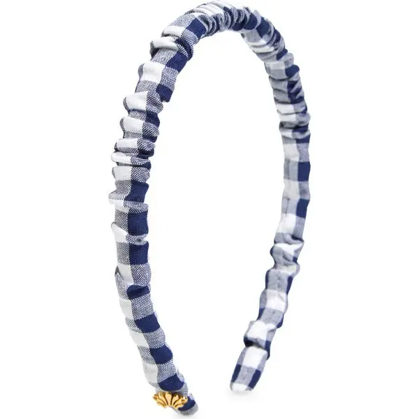 Lele Sadoughi Jessie Cotton Gingham Headband - Navy  display picture 1