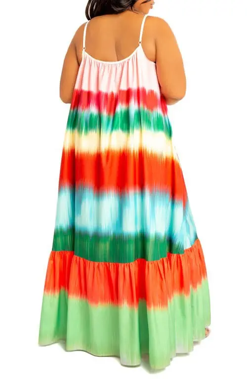 BUXOM COUTURE Gradient Stripe Maxi Dress - Orange Multi