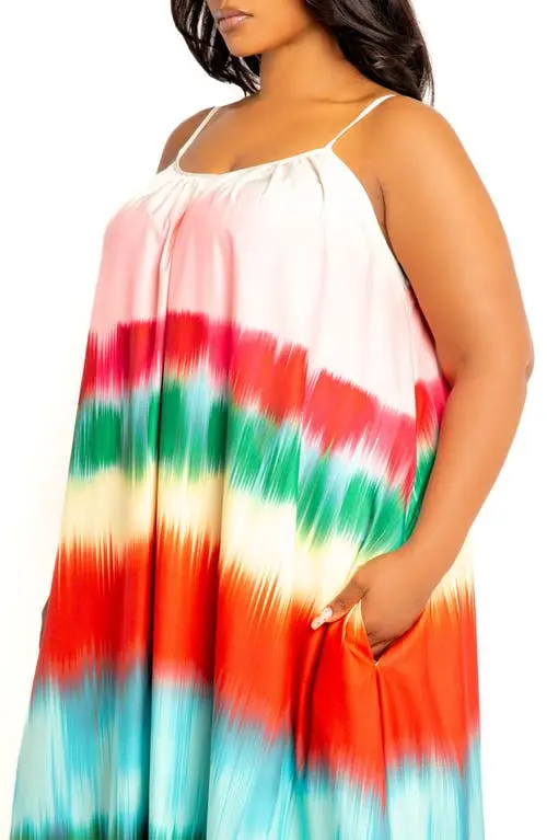 BUXOM COUTURE Gradient Stripe Maxi Dress - Orange Multi