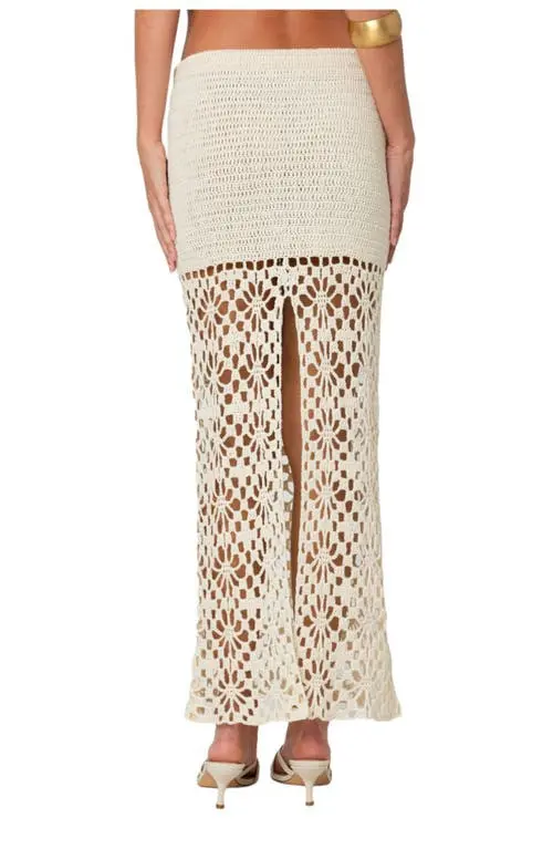 EDIKTED Ida Semisheer Crochet Maxi Skirt - Cream