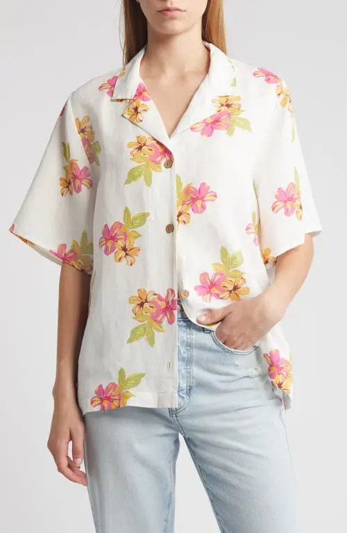 Rip Curl Cabana Floral Linen Blend Camp Shirt