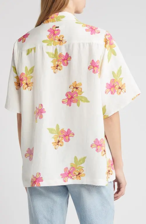 Rip Curl Cabana Floral Linen Blend Camp Shirt
