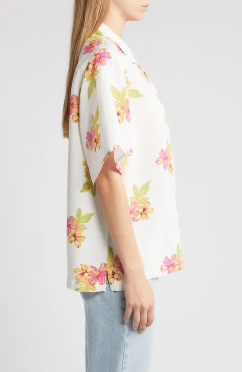 Rip Curl Cabana Floral Linen Blend Camp Shirt