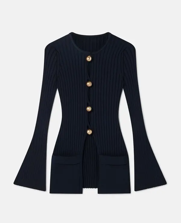 Stella McCartney Ribbed Long Sleeve Cardigan - Deep Navy