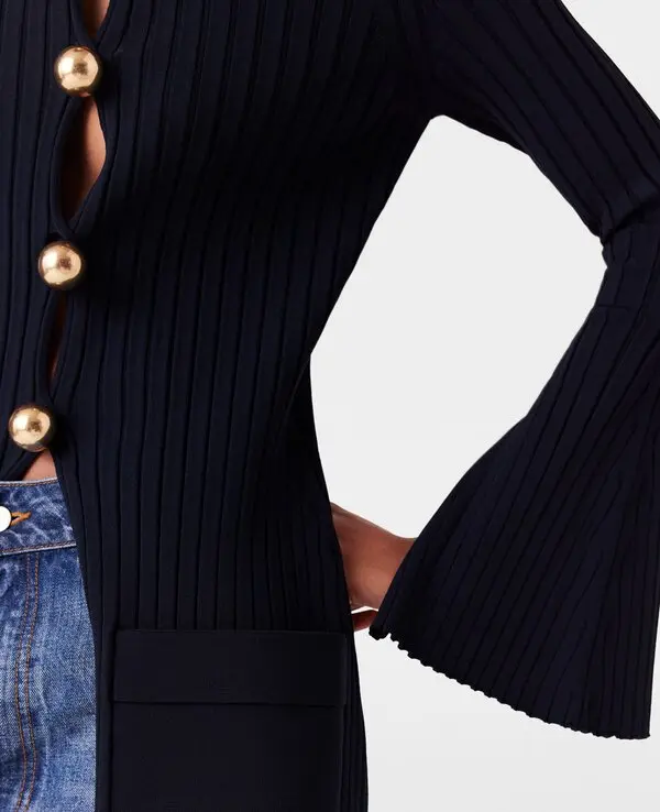 Stella McCartney Ribbed Long Sleeve Cardigan - Deep Navy