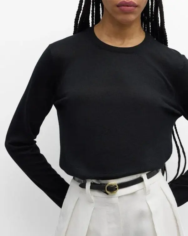 Ralph Lauren Cashmere Jersey Knit Crewneck Top - Black