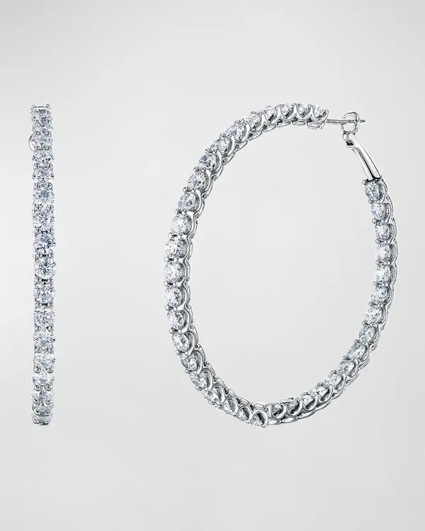 Neiman Marcus 18k Diamond Hoop Earrings - White Gold