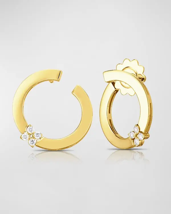 Roberto Coin Love In Verona Diamond Hoop Earrings - Yellow Gold