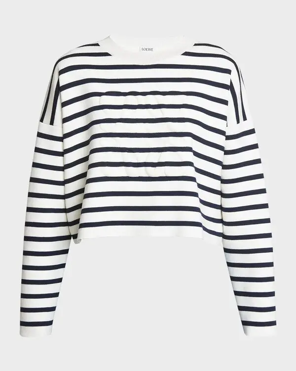 Loewe Striped Wool-blend Sweater - Off White Navy