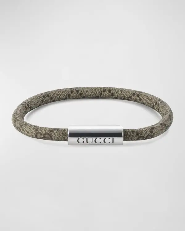 Gucci Gg Supreme Leather Bracelet - Black