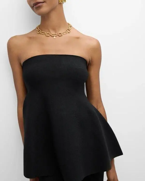 Simkhai Ioanna Knit Peplum Top - Black