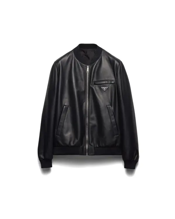Prada Reversible Nappa Leather Bomber Jacket - Black