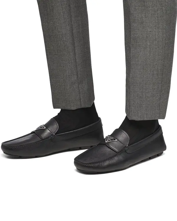 Prada Saffiano Leather Drivers - Black