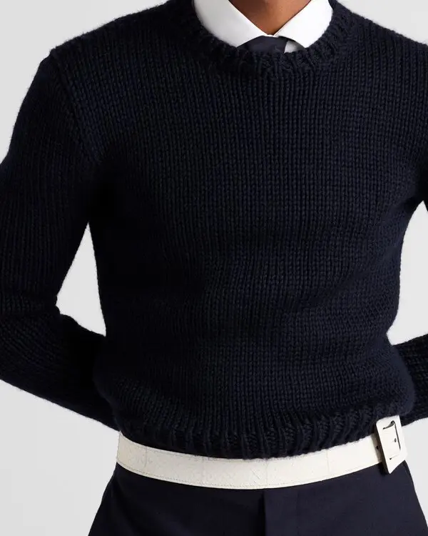 Prada Wool Crew-Neck Sweater - Navy | Editorialist