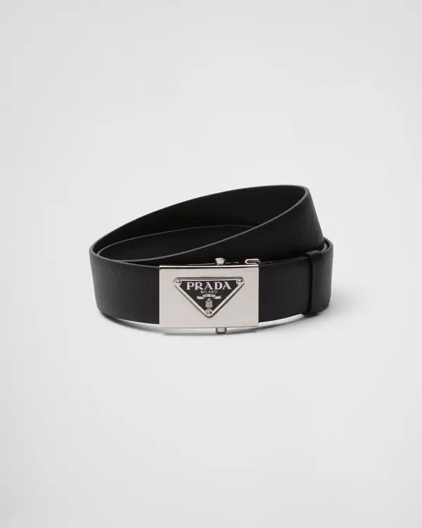 Prada Saffiano Leather Belt - Black