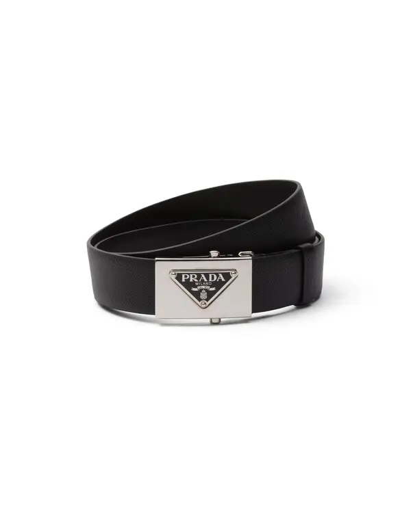Prada Saffiano Leather Belt - Black