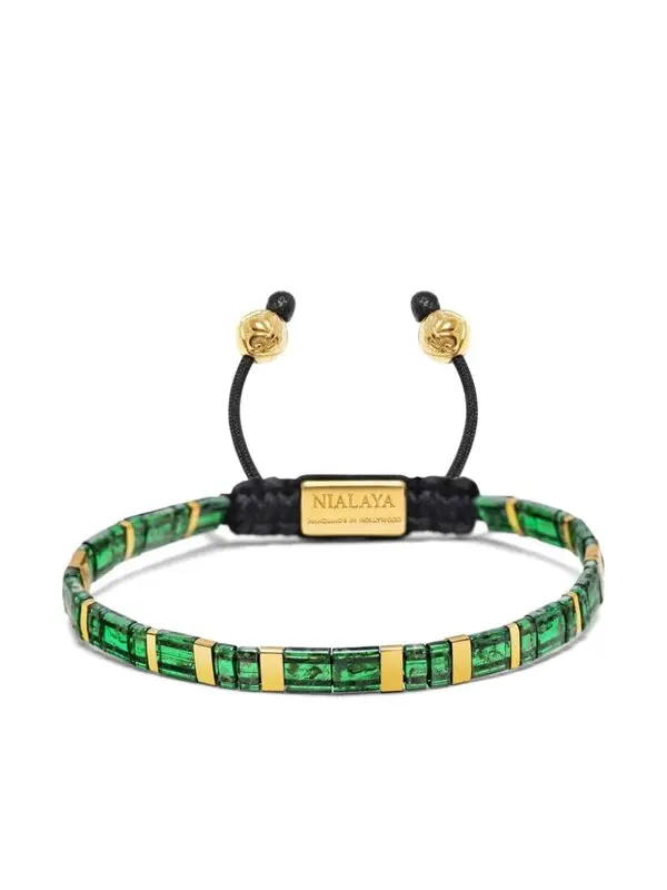 NIALAYA JEWELRY Gold-plated Beaded Bracelet - Green