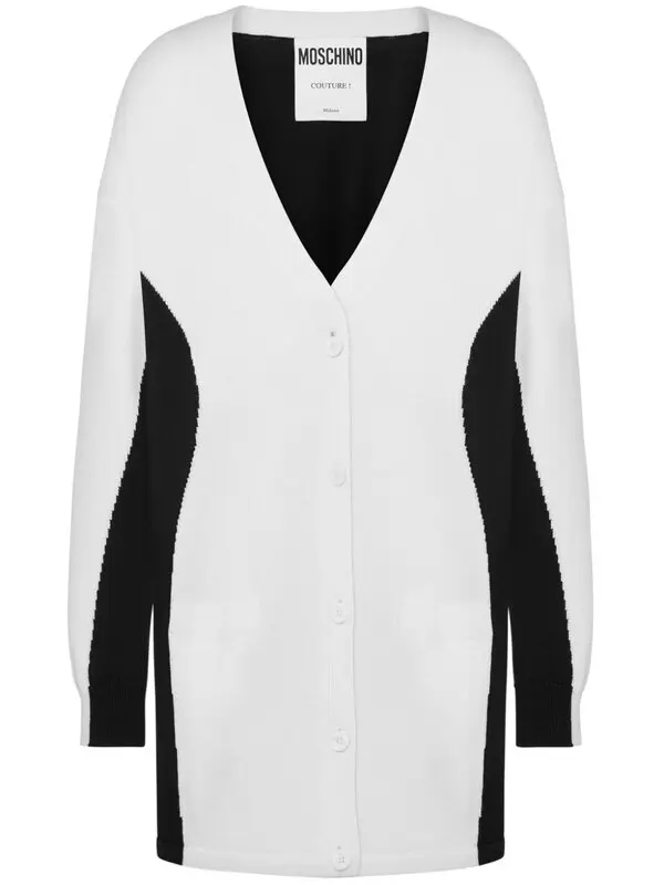 Moschino Two-tone V-neck Cardigan - White