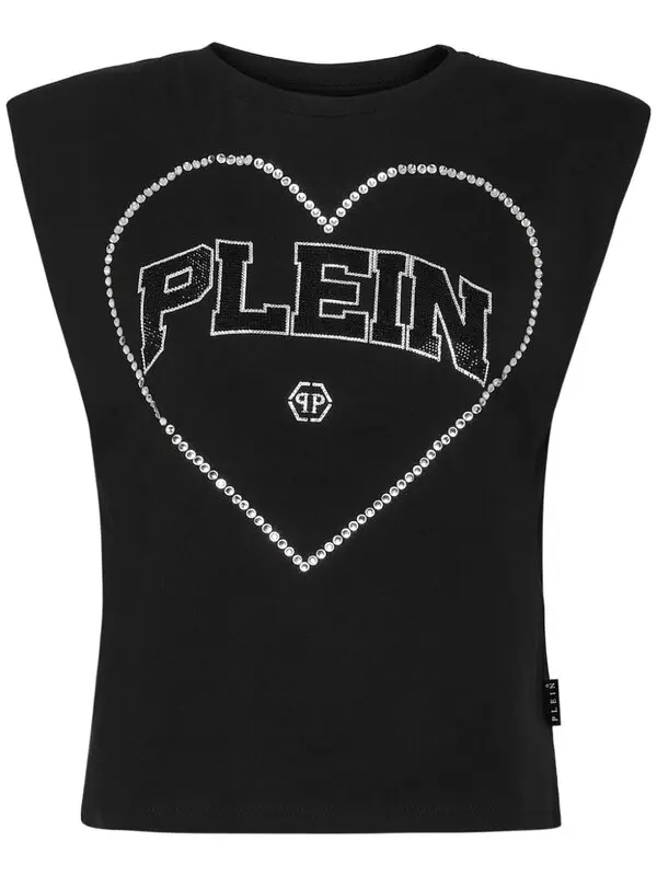 Philipp Plein Strass Heart Tank Top - Black