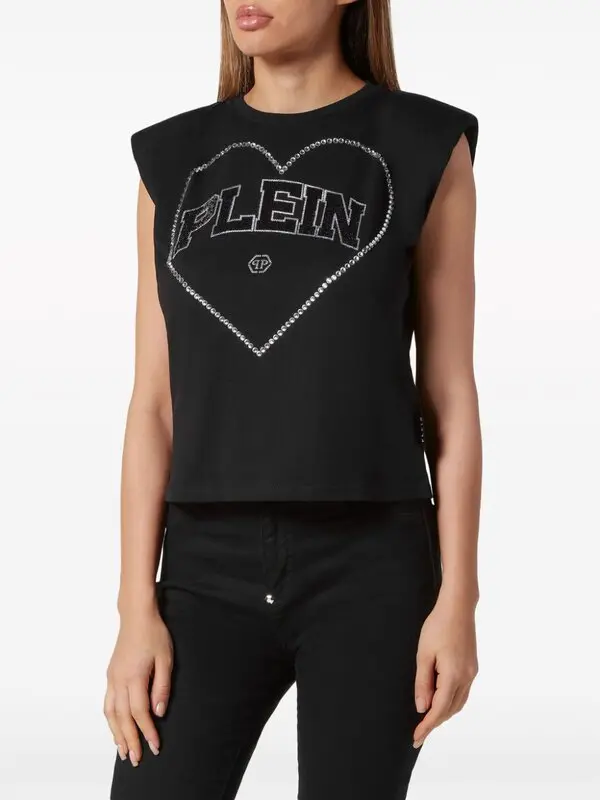 Philipp Plein Strass Heart Tank Top