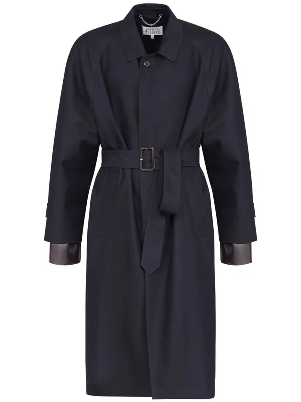 MAISON MARGIELA Iridescent Belted Trench Coat - Black