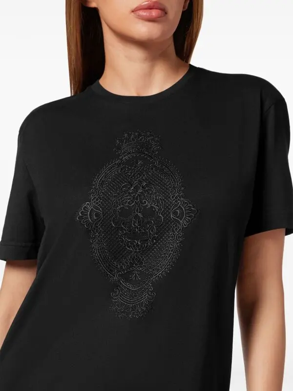Philipp Plein Skull-embroidered T-shirt