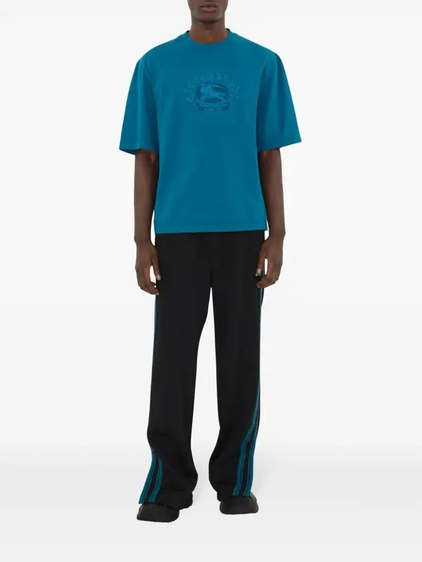 Burberry Oak Leaf Crest Embroidered Cotton T-shirt - Blue