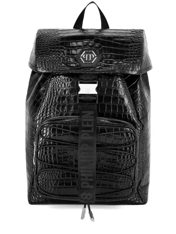 Philipp Plein Crocodile-embossed Leather Backpack - Black