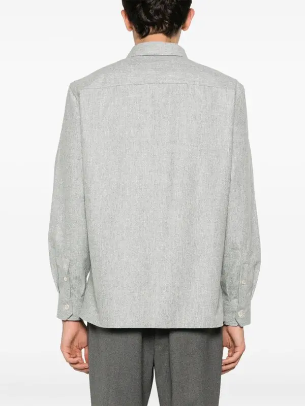 Brunello Cucinelli Mélange-effect Wool Shirt - Grey
