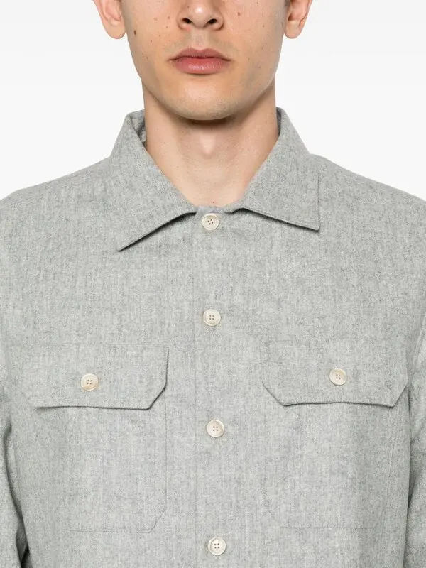 Brunello Cucinelli Mélange-effect Wool Shirt - Grey