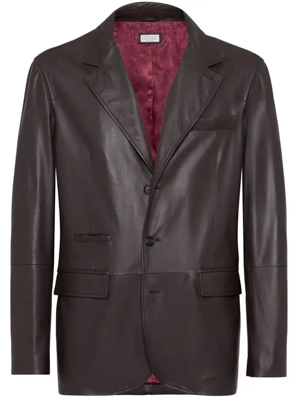 Brunello Cucinelli Single-breasted Leather Blazer