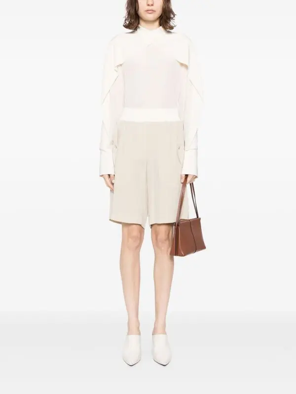 Helmut Lang Silk Bomber Shorts - Neutrals
