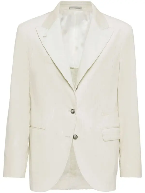 Brunello Cucinelli Single-breasted Corduroy Blazer - White