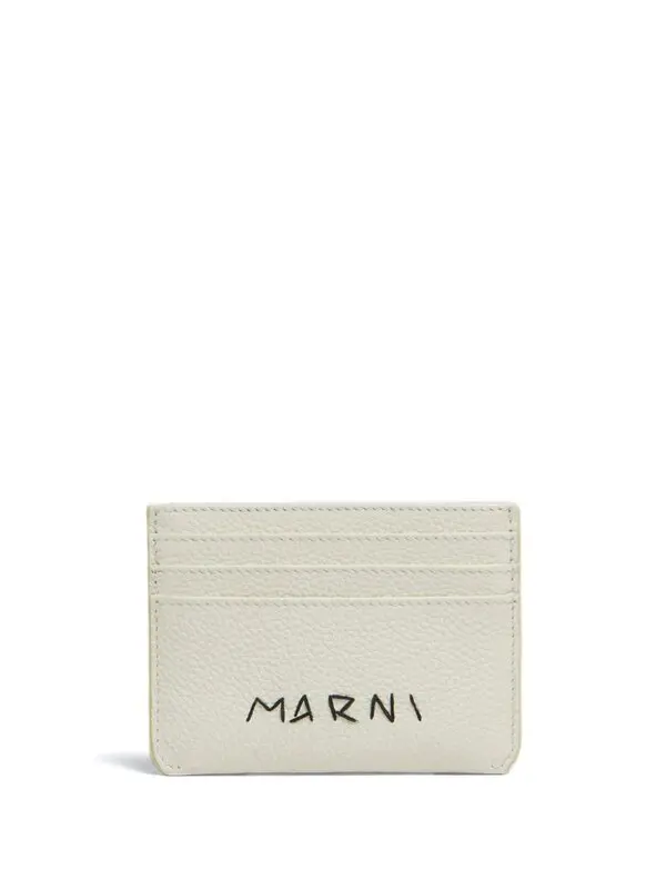 Marni Logo-embroidered Leather Card Holder - White