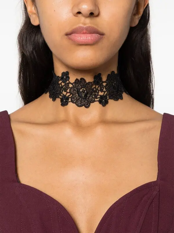 MANOKHI Floral-lace Choker Necklace - Black
