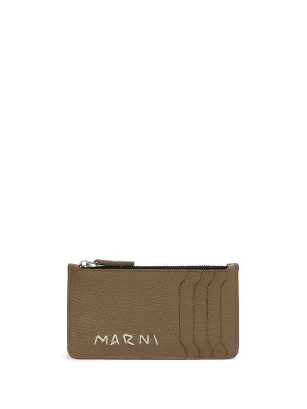 Marni Embroidered-logo Cardholder - Neutrals